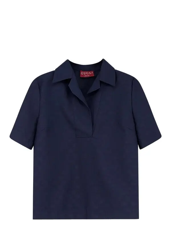 Gucci Fabric Polo Shirt With Gg Pattern - Multicolor