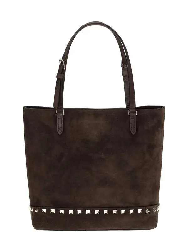 Valentino Garavani Small Rockstud Suede Tote Bag - Brown