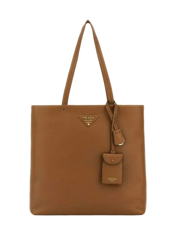 Prada Camel Leather Shopping Bag - Brown