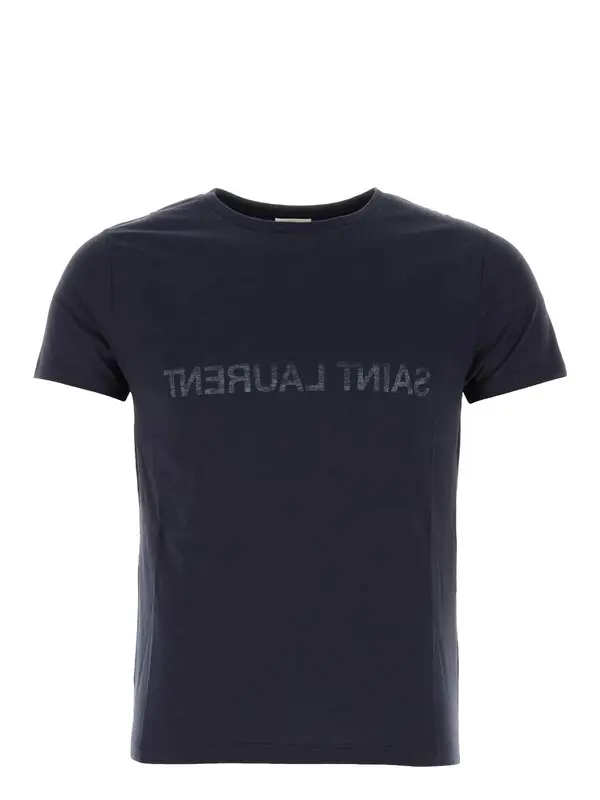 Saint Laurent Navy Cotton T-shirt - Blue