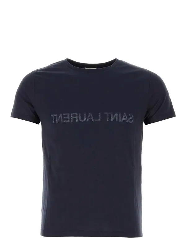 Saint Laurent Navy Cotton T-shirt - Blue