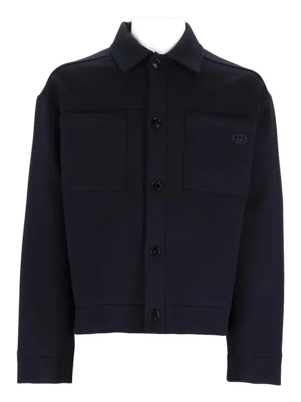 Gucci Giacca In Jersey Di Cotone Con Ricamo - Blue