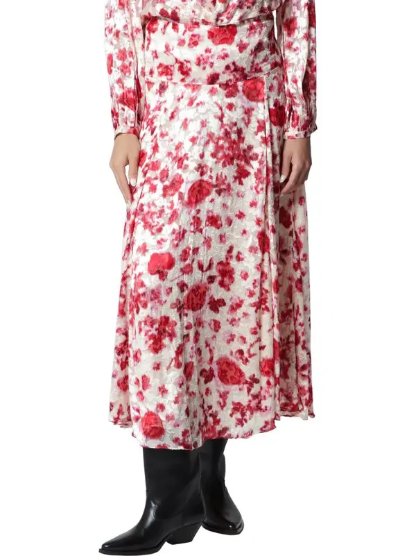 Isabel Marant Étoile Hilza Skirt In Printed Silk Devore Georgette - Multicolor