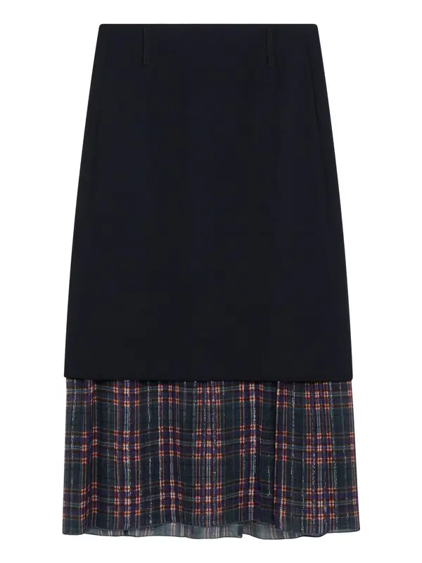 Dries Van Noten Midi Skirt With Check Insert - Blue