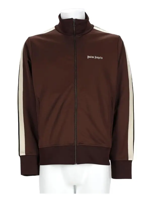 Palm Angels Logo Zip Up Track Jacket - Brown