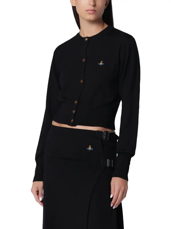 VIVIENNE WESTWOOD Wool Bea Cropped Cardigan - Black