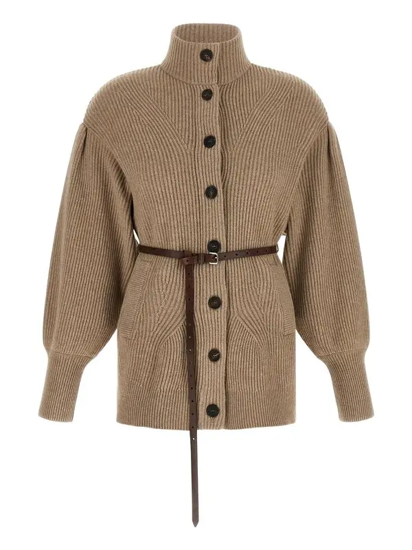 Brunello Cucinelli English Half-ribbed Cardigan - Cream