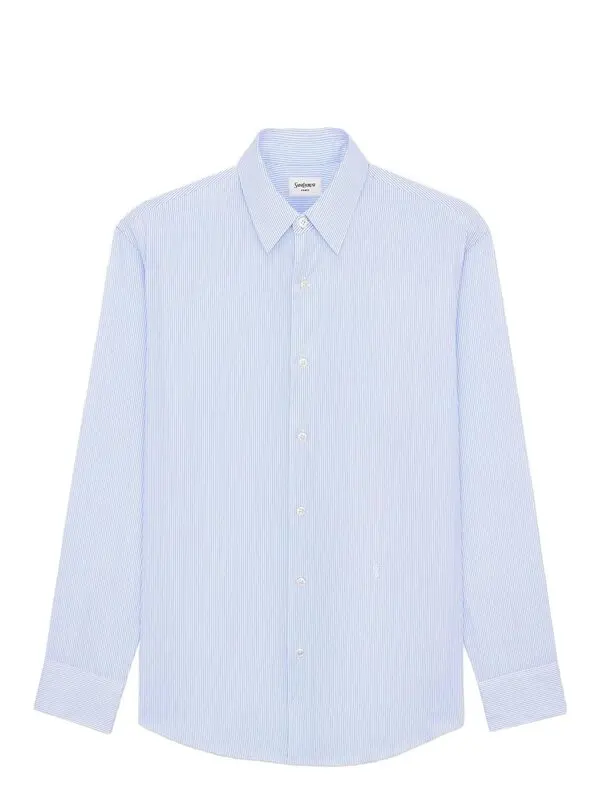 Saint Laurent Cassandre Cotton Shirt With Striped Pattern - Multicolor