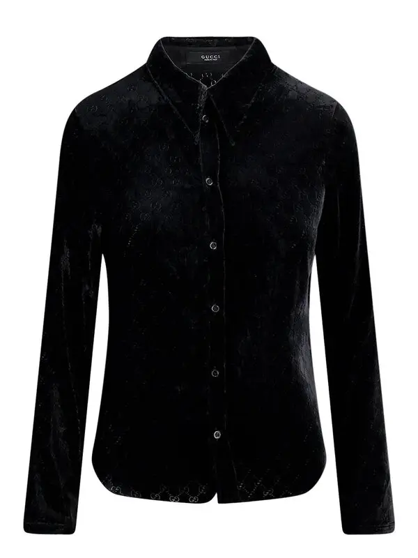 Gucci Stretch Gg Devore Velvet Shirt - Black
