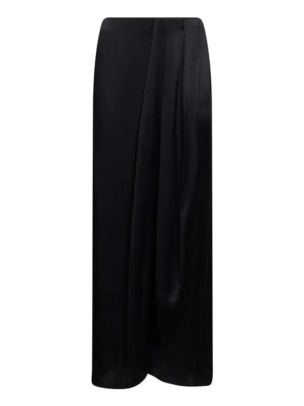 MAISON MARGIELA Black Satin Draped Maxi Skirt - Multicolor