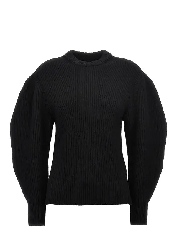 JIL SANDER Ribbed Wool Crew Neck Sweater - Black