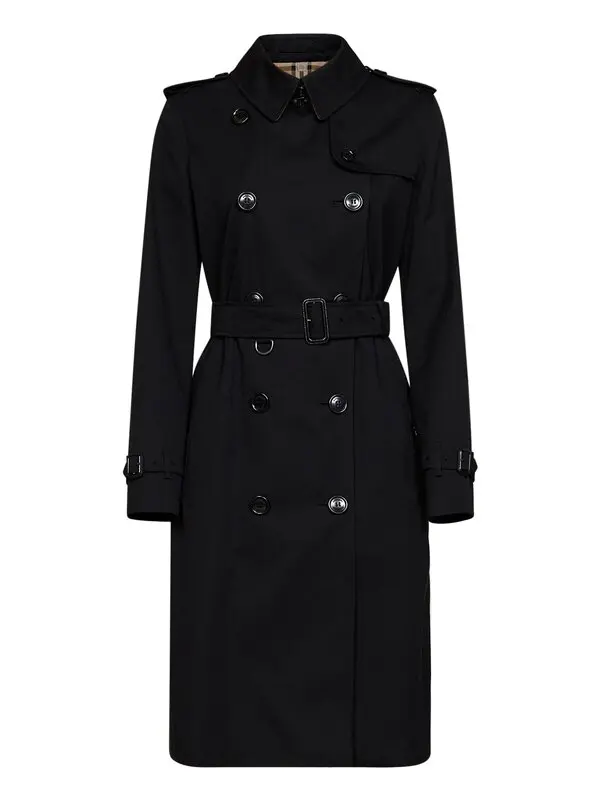 Burberry Black Heritage Kensington Long Trench Coat - Multicolor