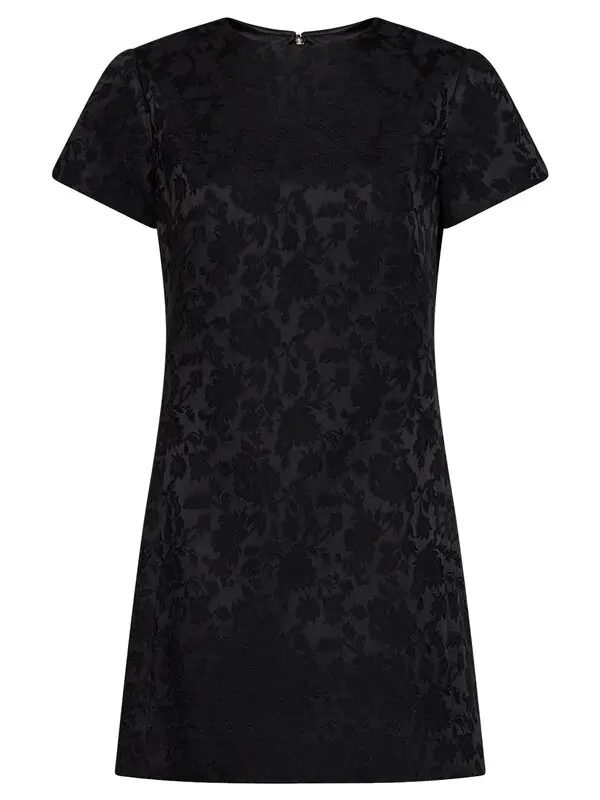 Saint Laurent Black Floral Jacquard Satin Mini Dress - Multicolor