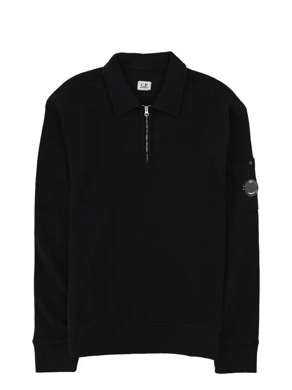 C.P. COMPANY Felpa Con Colletto Polo E Zip - Black