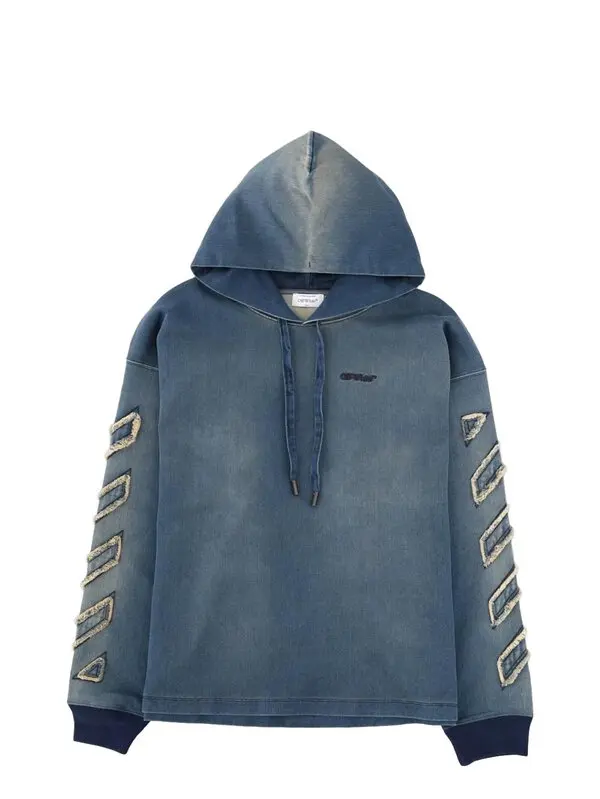 Off-White Felpa In Denim Con Dettagli Diag - Blue