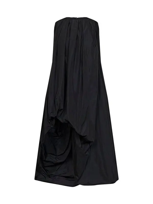 JIL SANDER Black Technical Faille Asymmetric Midi Dress - Multicolor