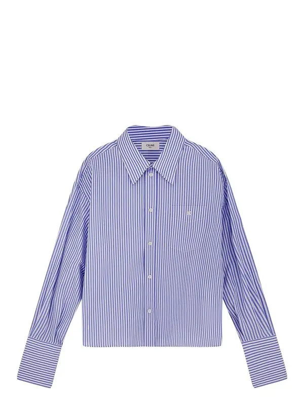 Celine Cropped Striped Cotton Shirt - Multicolor