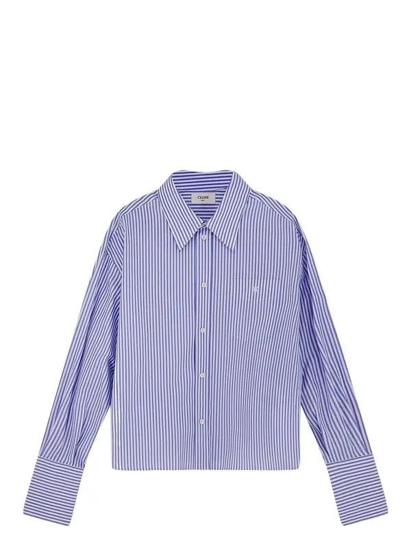 Celine Cropped Striped Cotton Shirt - Multicolor