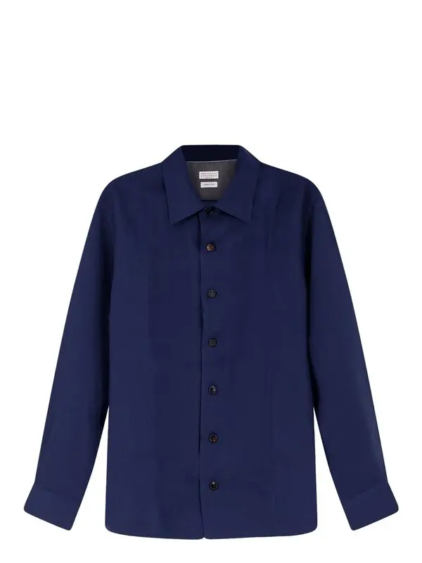 Brunello Cucinelli Easy Fit Linen Shirt - Blue