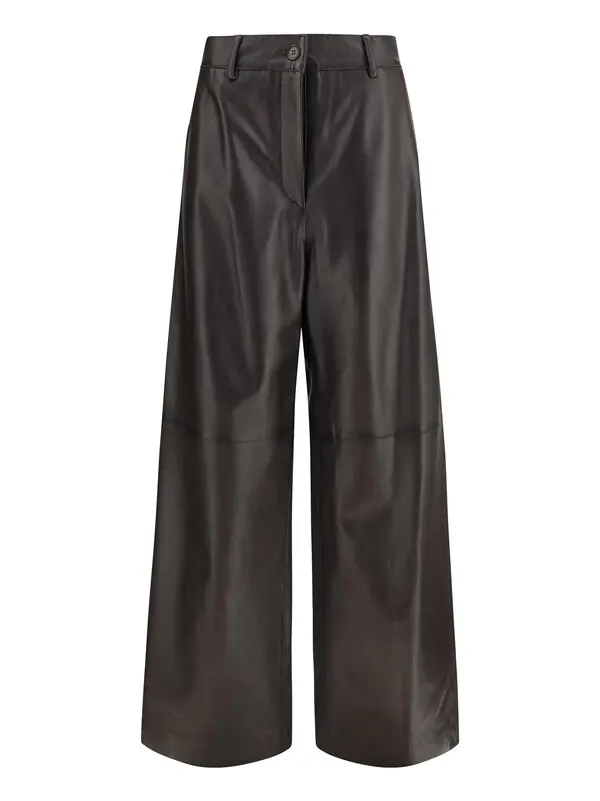 P.a.r.o.s.h Wide Leg Leather Pants - Brown