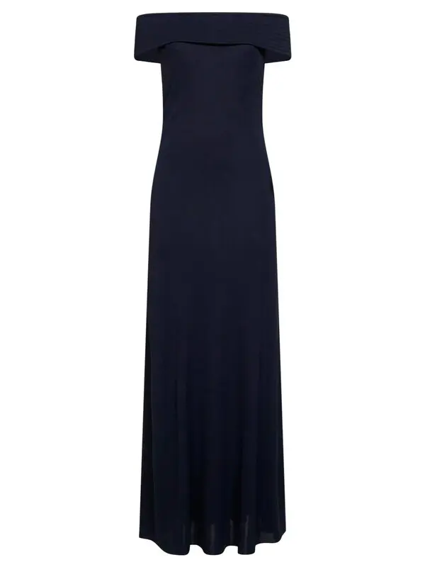 Alaïa Blue Fluid Jersey Off-the-shoulders Long Dress - Multicolor