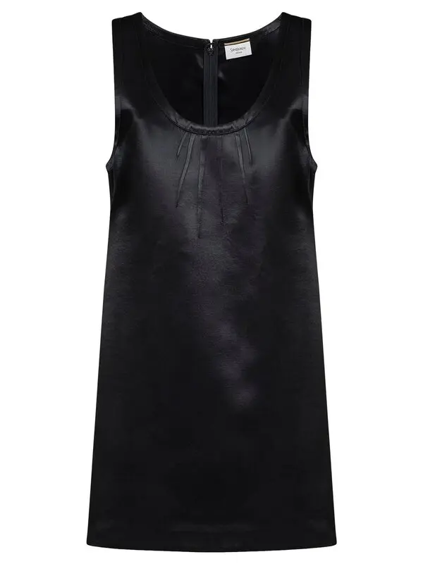 Saint Laurent Satin Cassandre Sheath Mini Dress - Multicolor