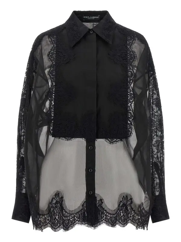 Dolce & Gabbana Cashmere Organza Shirt - Black