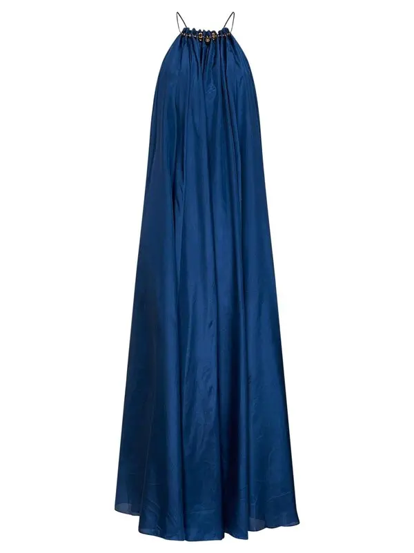 Zimmermann Silk Aster Dark Gathered Beaded Maxi Dress - Multicolor