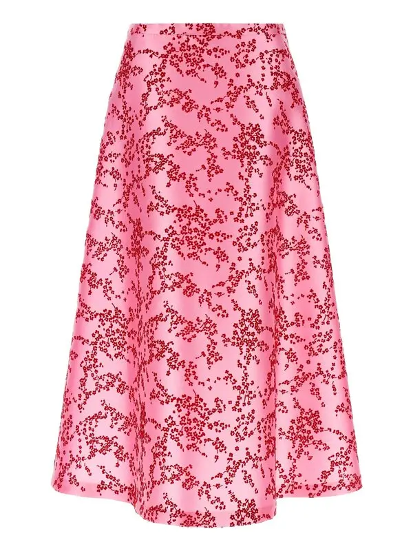 Alberta Ferretti Mikado Floreale' Skirt - Pink