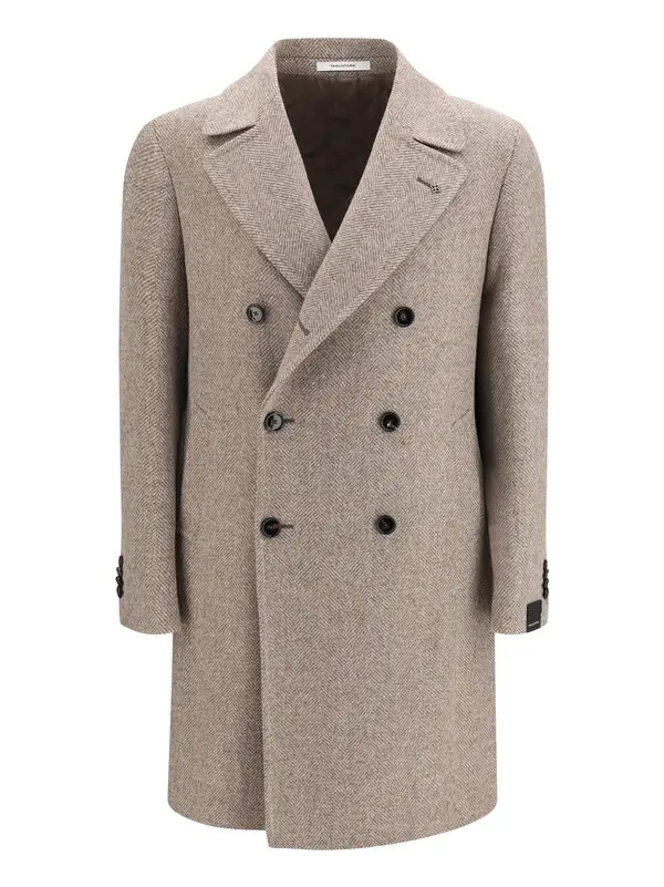 Tagliatore Chevron Double-breasted Coat - Cream