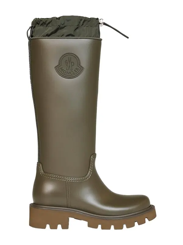 Moncler Olive Green Kickstream High Rain Boots - Multicolor
