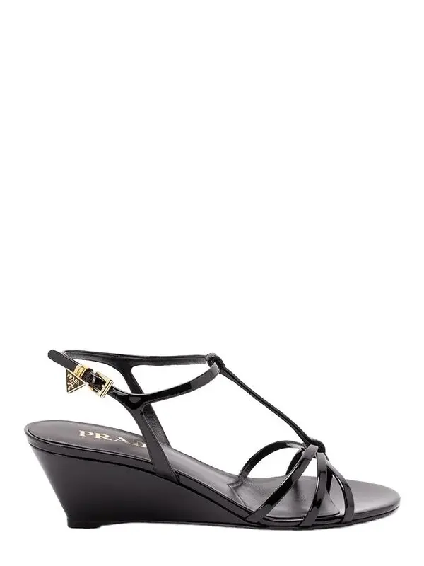 Prada Patent Leather Wedge Sandals - Multicolor
