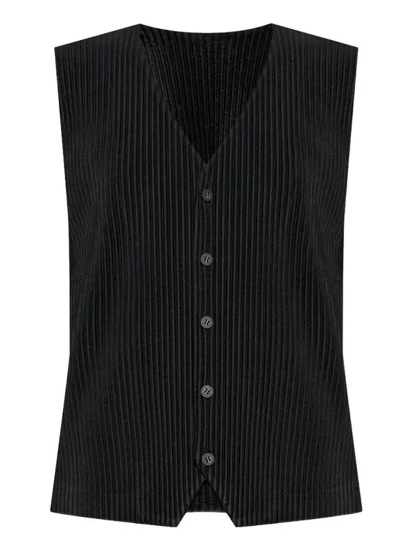 Issey Miyake Pleated V-necked Vest - Multicolor