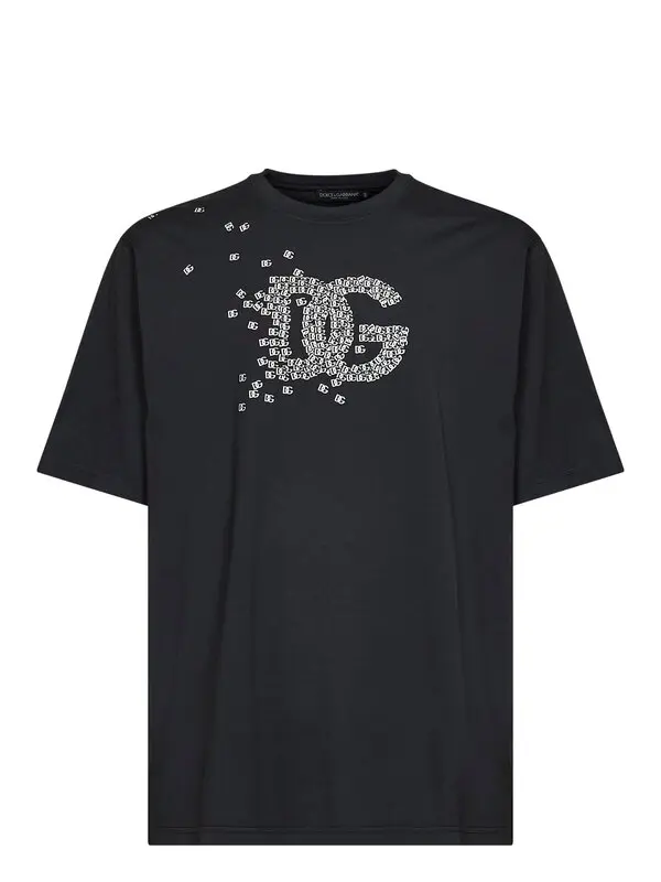 Dolce & Gabbana Black Cotton Logo-printed T-shirt - Multicolor