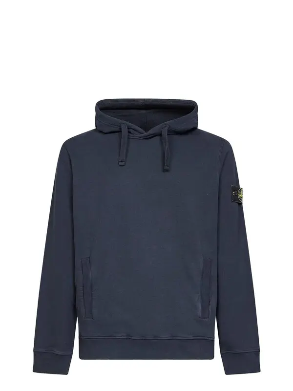 Stone Island Blue Stretch Organic Cotton Hoodie - Multicolor