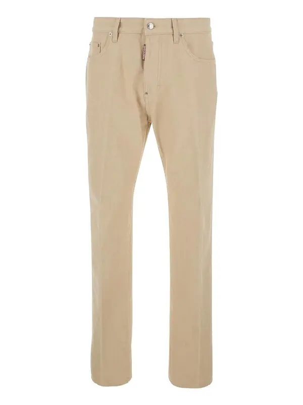 Dsquared2 642' Beige Jeans With Logo Patch On The Back In Denim For - Multicolor