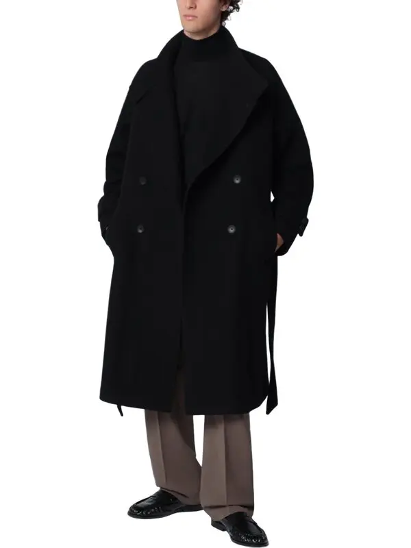 Tagliatore Wool-blend Double-breasted Belted Coat - Black