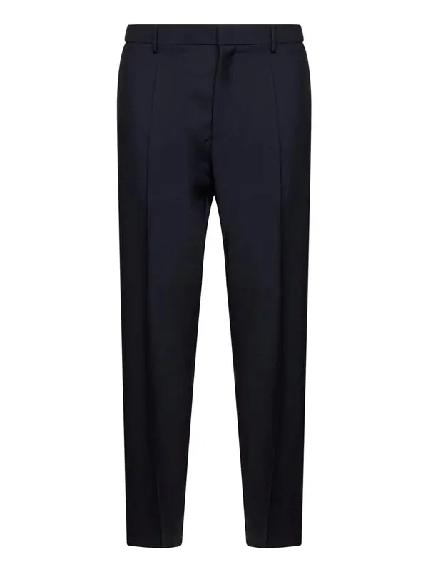 JIL SANDER Dark Blue Wool And Mohair Tapered Trousers - Multicolor