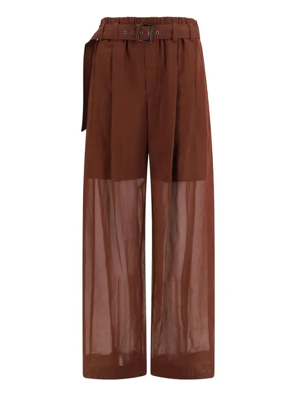 Brunello Cucinelli Cotton Loose Pants With Monili - Brown