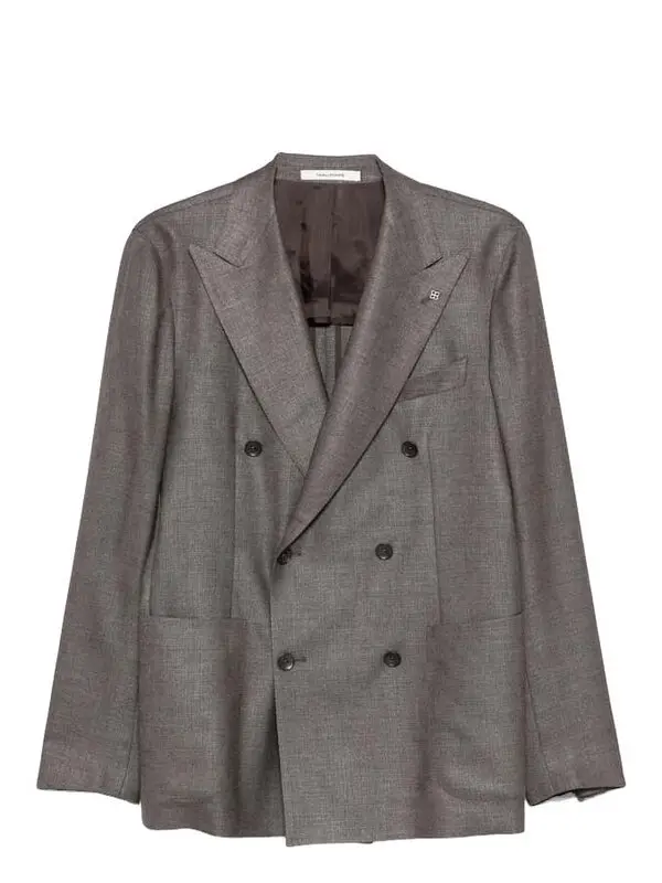 Tagliatore Double-breasted Silk And Virgin Wool Blazer - Brown
