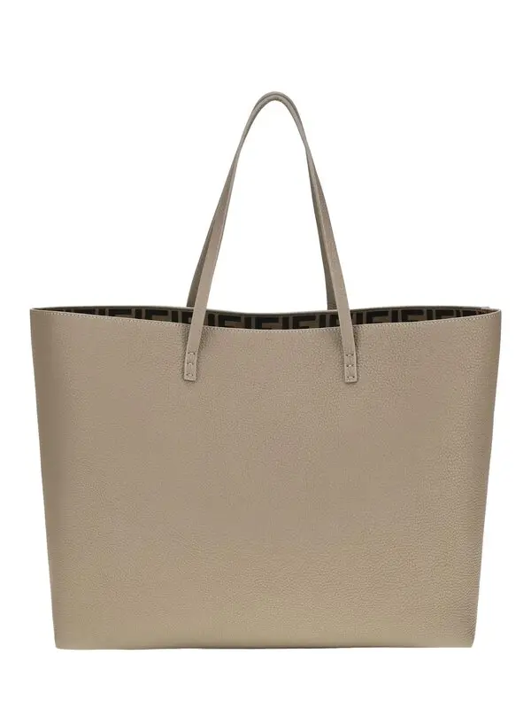 Fendi Medium Roll Roman Leather Shopping Bag - Cream