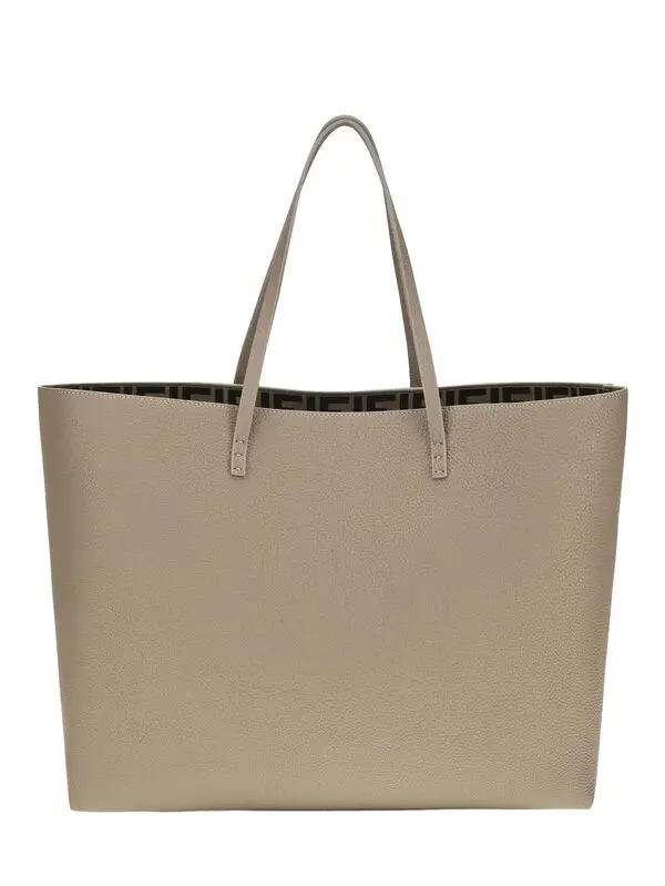 Fendi Roll Roman Leather Shopping Bag - Cream