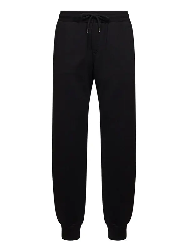 Dolce & Gabbana Black Cotton Fleece Embroidered Sweatpants - Multicolor