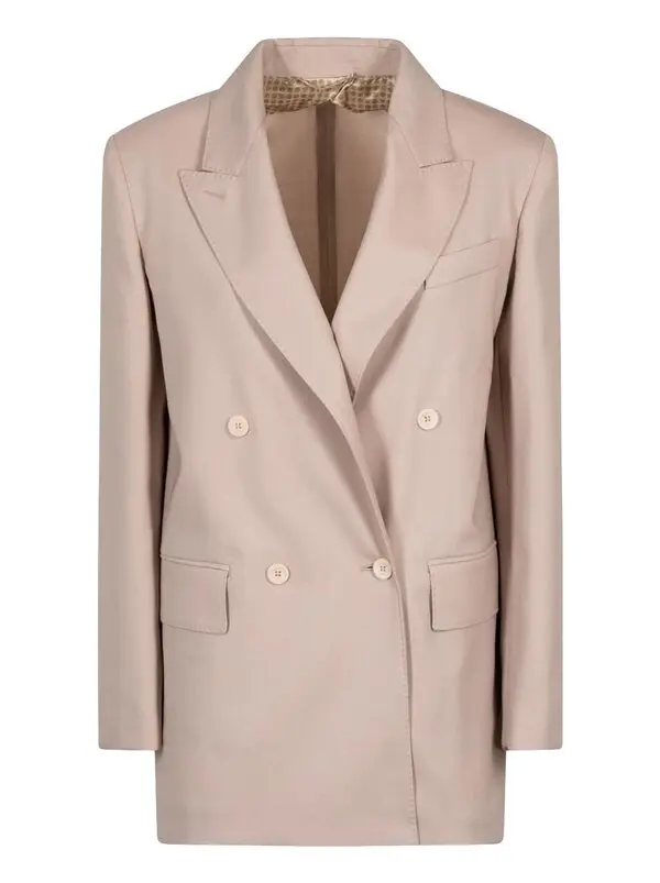 Max Mara Double-breasted Wool Blend Blazer - Multicolor