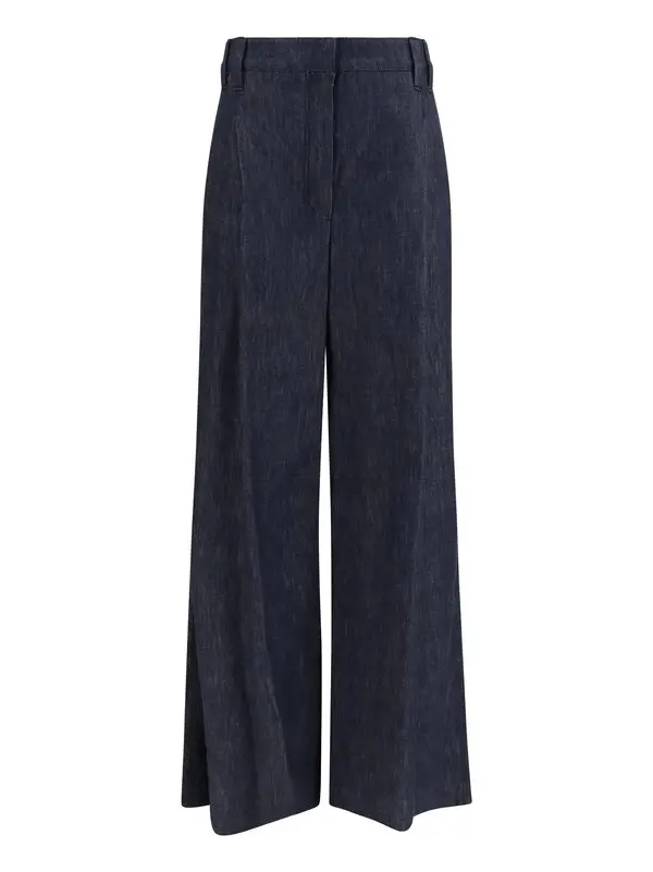 Brunello Cucinelli Denim Effect Twill Wide Pants - Blue