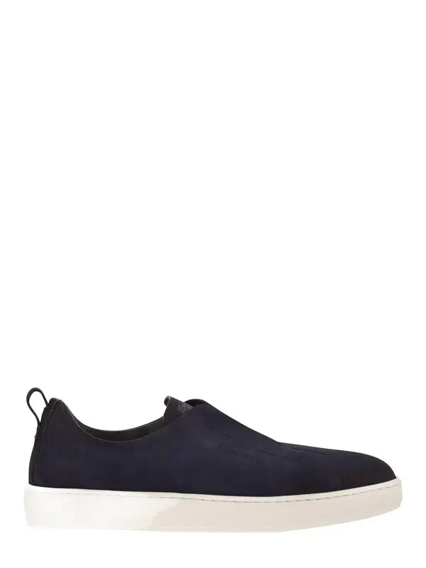 Santoni Suede Leather Slip-on Trainers - Blue