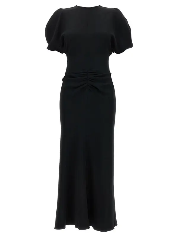 Victoria Beckham Gathered Waist Midi Dress - Black