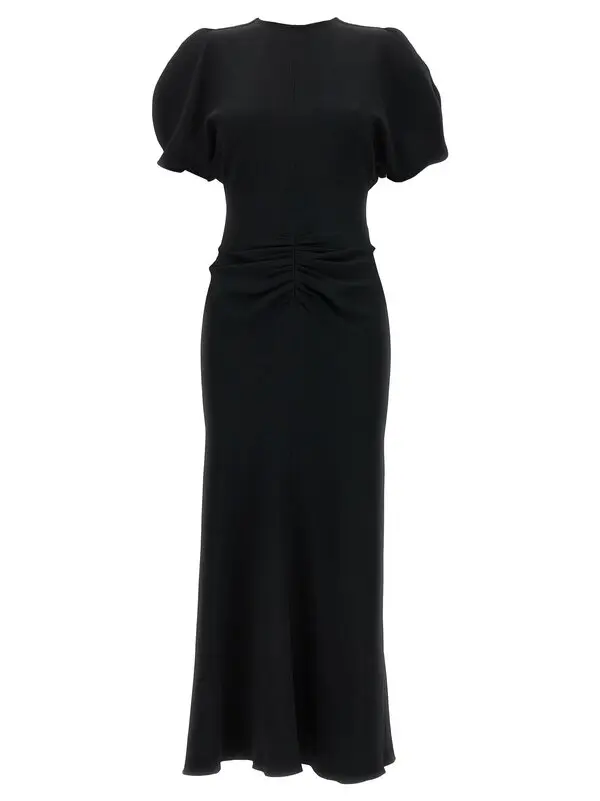 Victoria Beckham Gathered Waist Midi Dress - Black