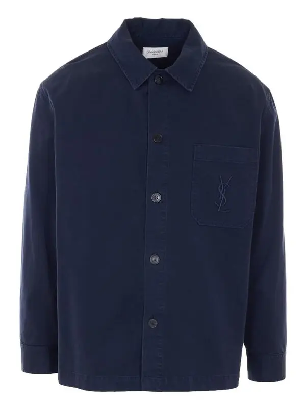 Saint Laurent Cassandre Overshirt Jacket - Blue