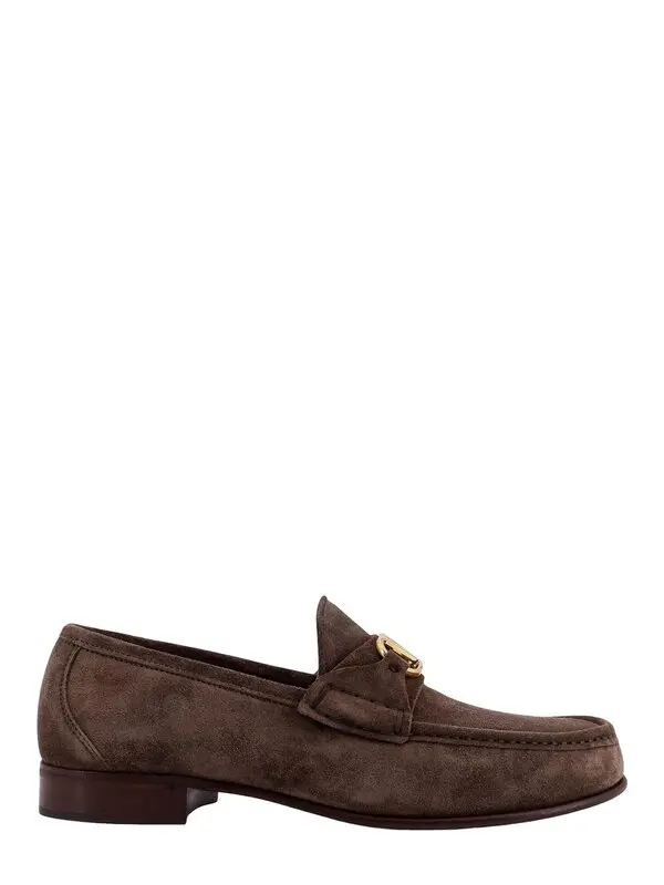 Valentino Garavani Suede Loafers With Metal Vlogo Signature - Multicolor